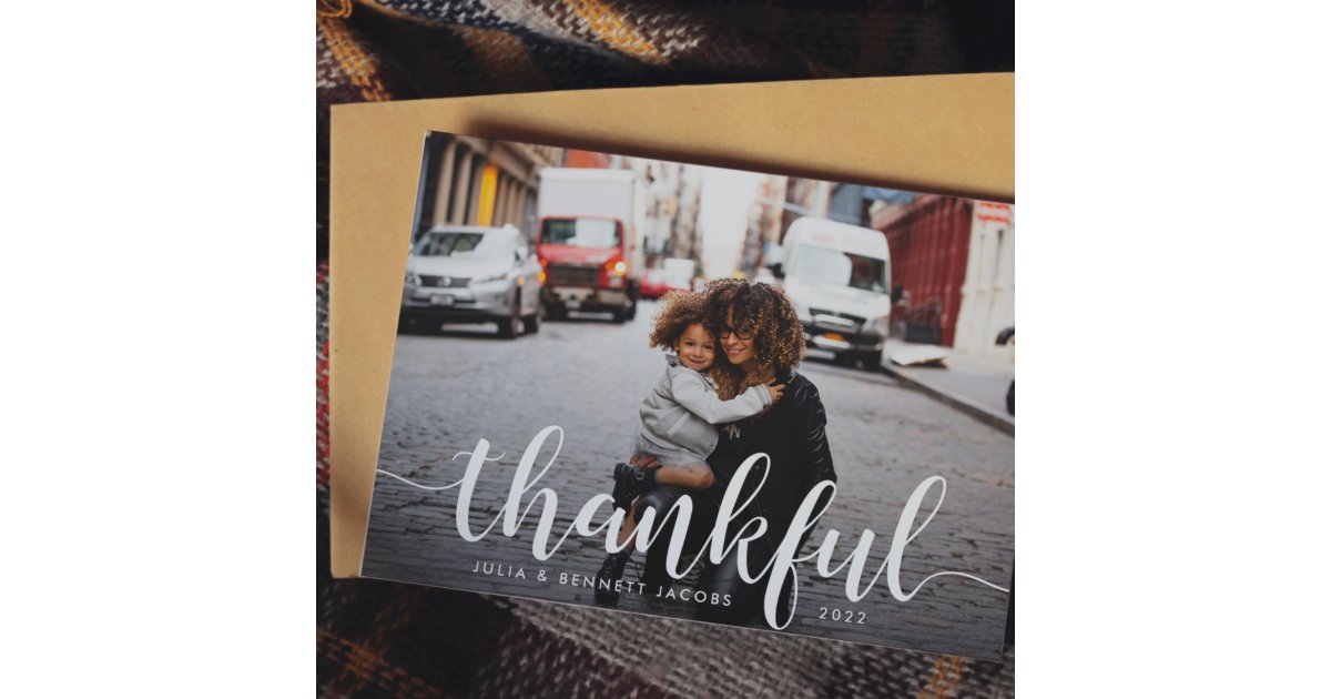 Thankful | Thanksgiving Photo Card | Zazzle