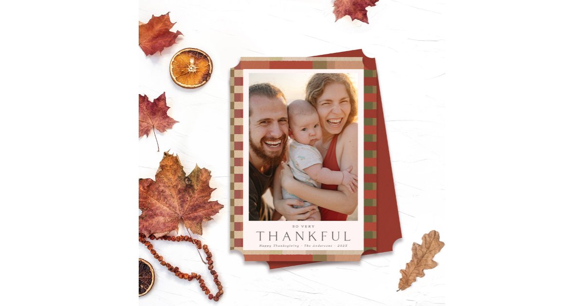 Thankful Thanksgiving photo Holiday Card | Zazzle