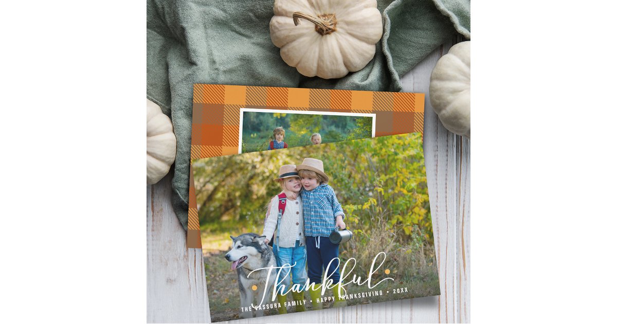 Thankful Thanksgiving Photos Holiday Card | Zazzle