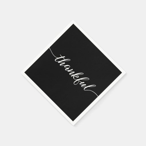 Thankful | Thanksgiving Script font | black Napkins | Zazzle