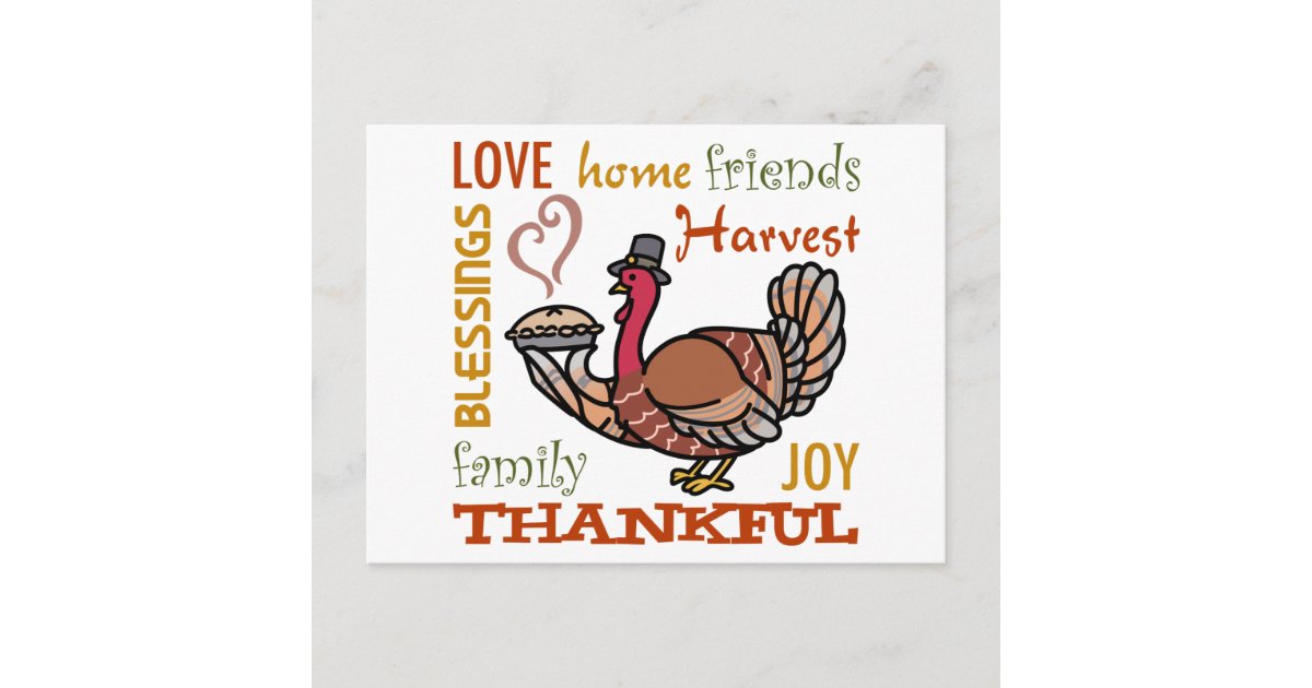 Thankful Turkey Postcard | Zazzle