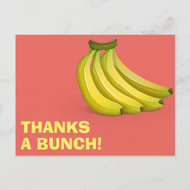 Thanks A Bunch Bananas | Funny Thank You Postcard | Zazzle