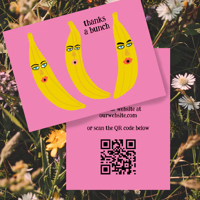 THANKS A BUNCH Funny Bananas ORDER THANK YOU QR Business Card | Zazzle