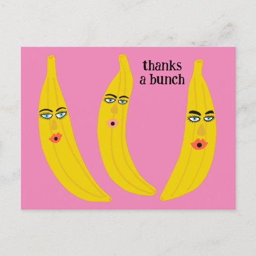 THANKS A BUNCH Funny Bananas Thank you Cute Postcard | Zazzle