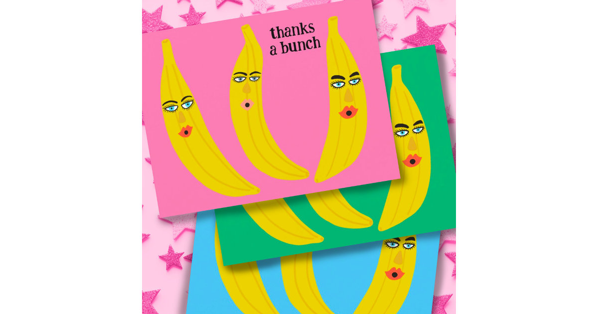 THANKS A BUNCH Funny Bananas Thank you Cute Postcard | Zazzle