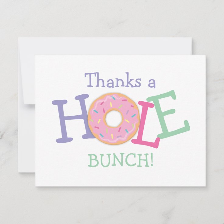 Thanks a Hole Bunch Donut Birthday Thank You Card | Zazzle