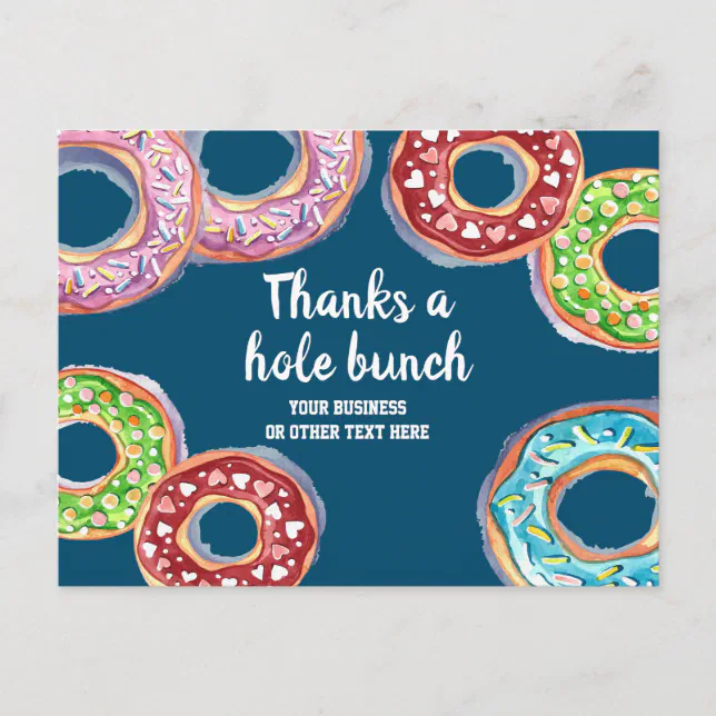 Thanks a hole bunch doughnut personalized postcard | Zazzle