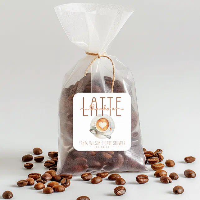 Thanks A Latte Coffee Baby Shower Thank You Favor Square Sticker | Zazzle
