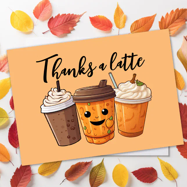 Thanks A Latte Coffee Thank You Card | Zazzle