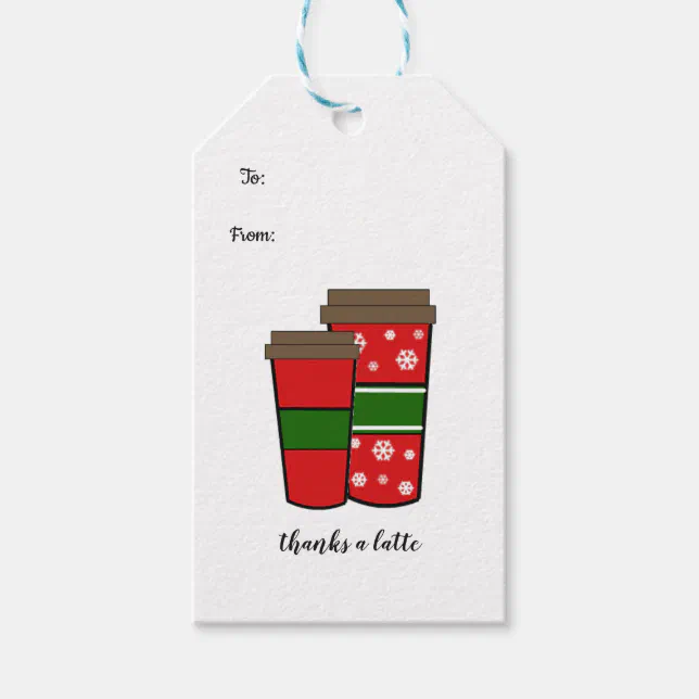 Thanks a Latte Holiday Drinks Gift Tags | Zazzle