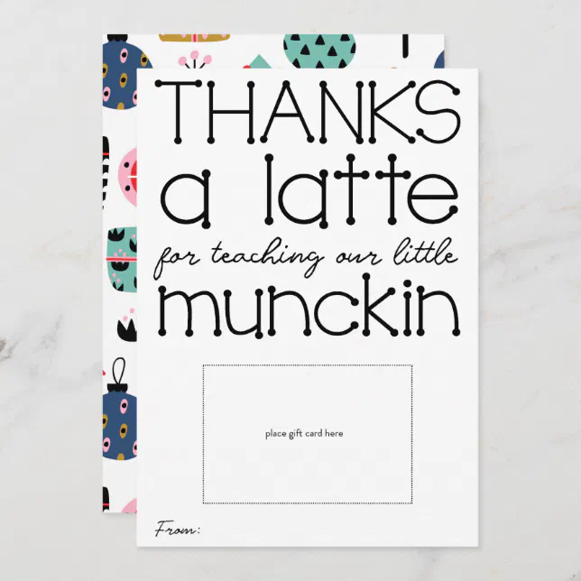 Thanks a latte Holiday Teacher Appreciation Card | Zazzle
