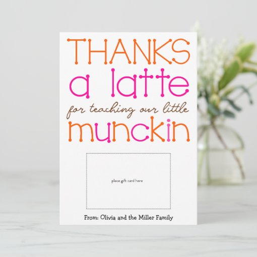Thanks a latte Teacher Appreciation Card | Zazzle