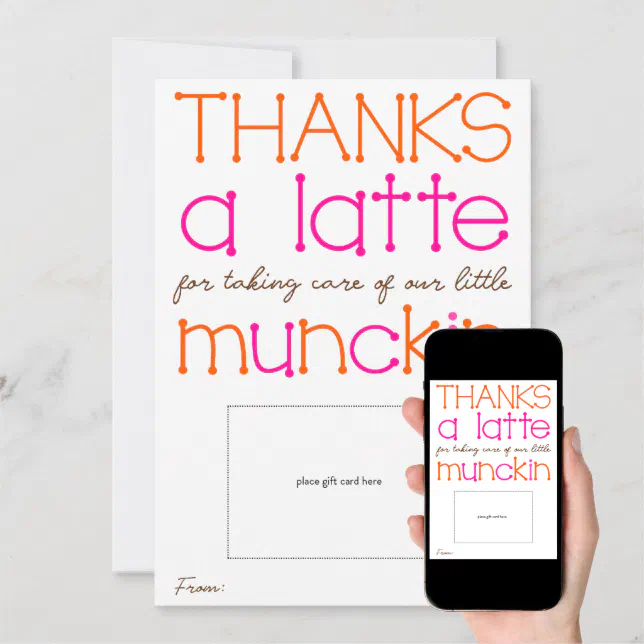 Thanks a latte Teacher Appreciation Card | Zazzle