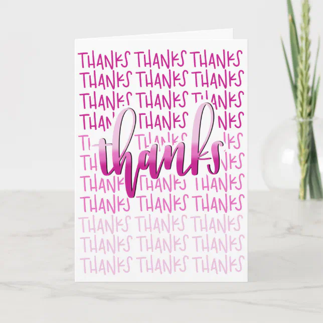 Thanks A Lot! - Thank You Card - Pink Calligraphy | Zazzle