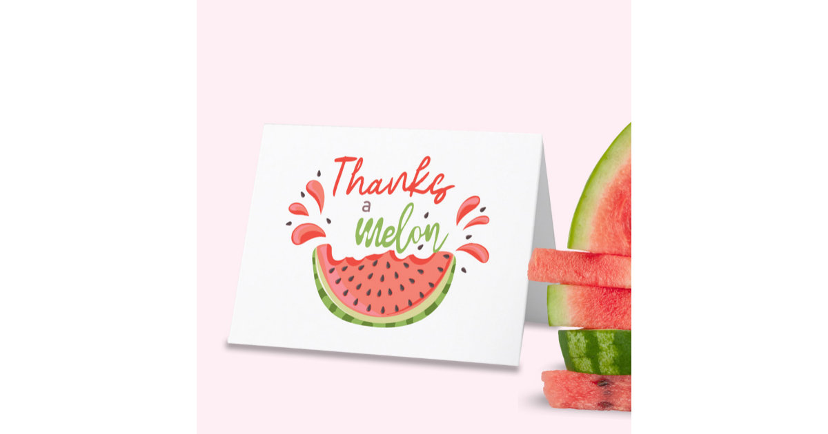 Thanks a Melon First Birthday Watermelon Thank You Card | Zazzle