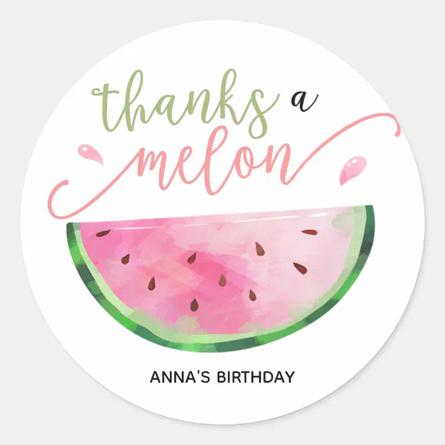 Thanks a Melon thank you sticker | Zazzle