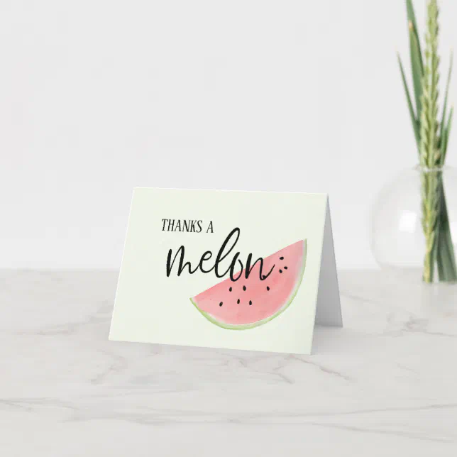 Thanks a melon watermelon thank you card | Zazzle
