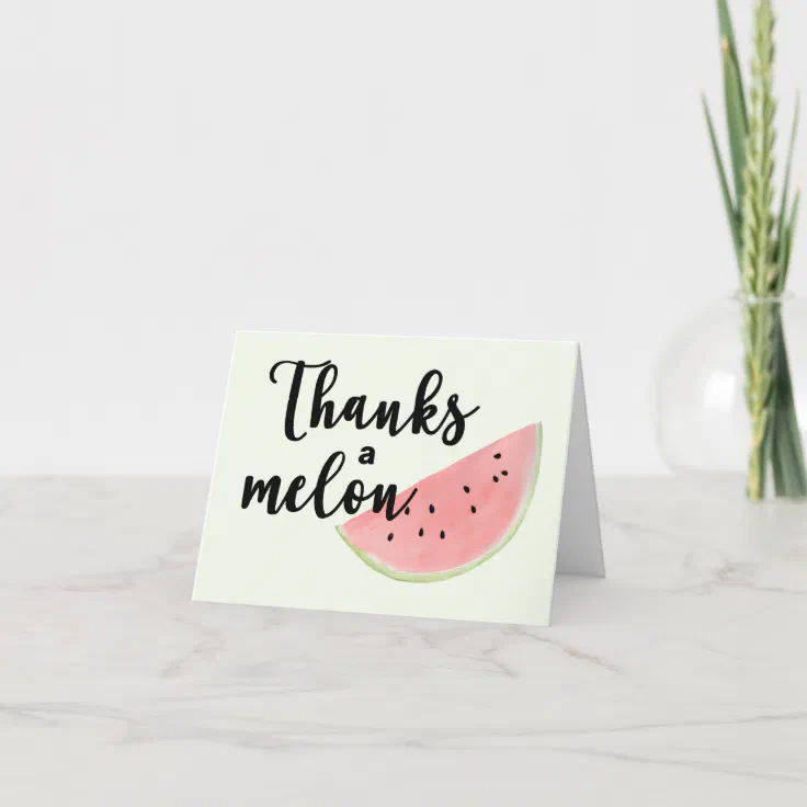 Thanks a melon watermelon thank you card | Zazzle