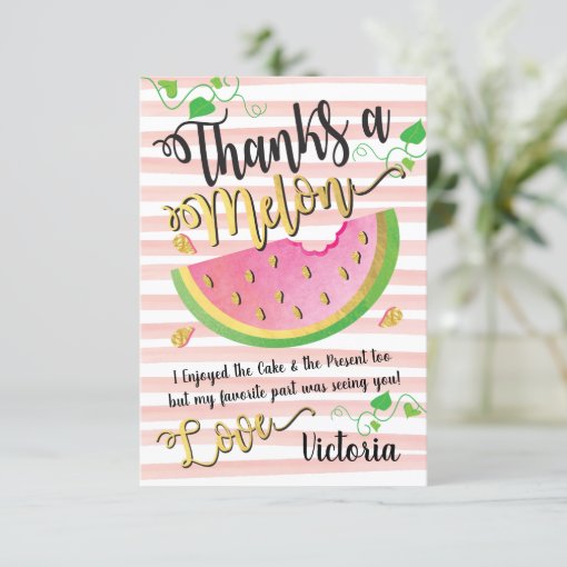 Thanks a Melon Watermelon Thank you note card | Zazzle