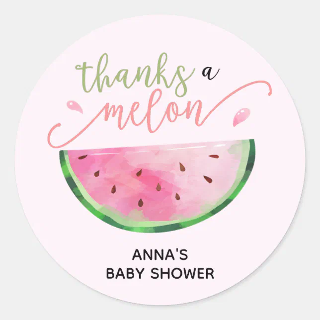 Thanks a Melon Watermelon thank you sticker | Zazzle