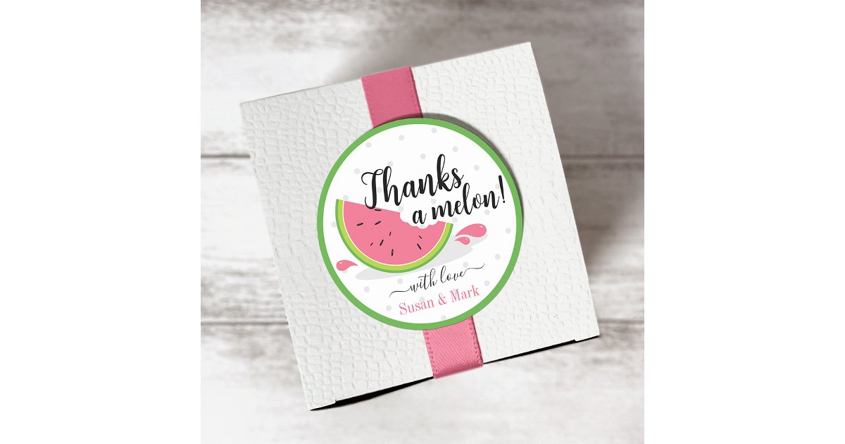 Thanks a Melon Watermelon Thank You Sticker | Zazzle