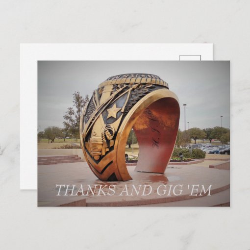 Thanks and Gig 'Em Postcard | Zazzle