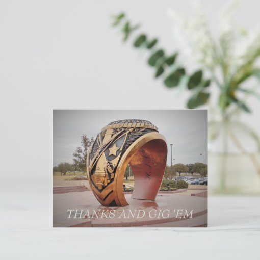 Thanks and Gig 'Em Postcard | Zazzle