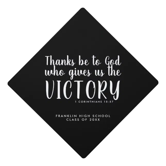 Thanks and Victory Scripture Graduation Graduation Cap Topper | Zazzle