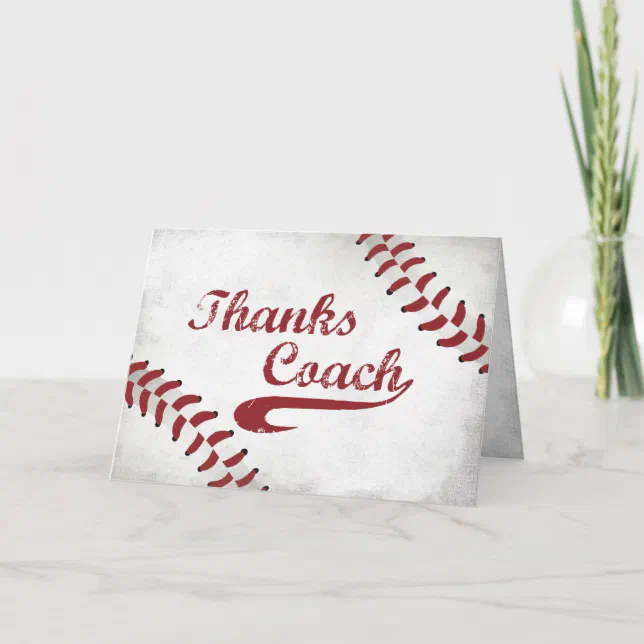 Thanks Baseball Coach Large Grunge Baseball Thank You Card | Zazzle
