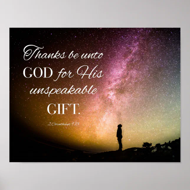 Thanks be unto God - 2 Cor. 9:15 Poster | Zazzle