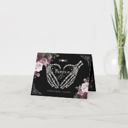 Thanks Boo Gothic Skeleton Hands Heart Baby Shower Thank You Card | Zazzle