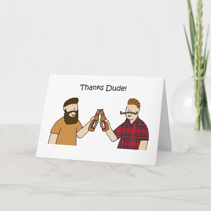 Thanks Dude Funky Hipsters Thank You Card | Zazzle