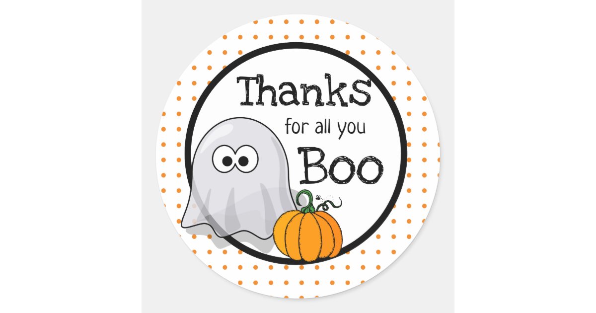 Thanks For All You Boo | Halloween Thank You Classic Round Sticker | Zazzle