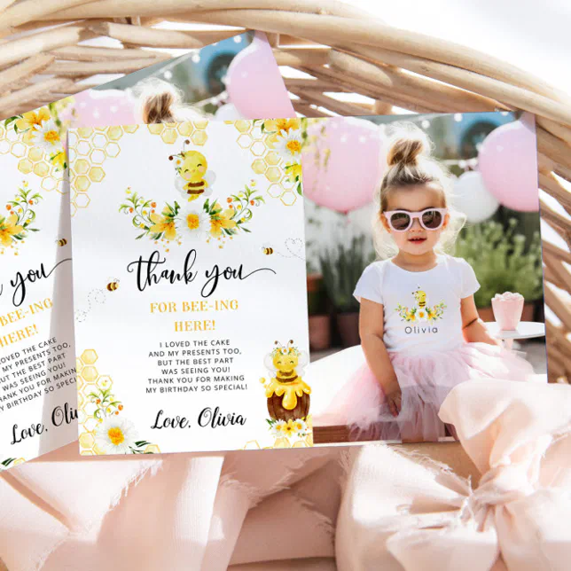 Thanks for beeing here bee day photo thank you invitation | Zazzle