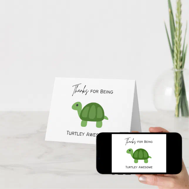Thanks for Being Turtley Awesome - Pun Card | Zazzle