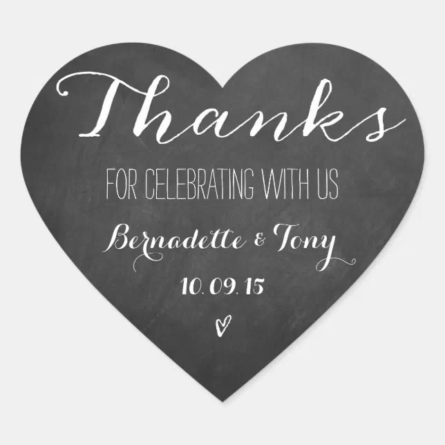 Thanks For Celebrating With Us! Wedding Thank You Heart Sticker | Zazzle