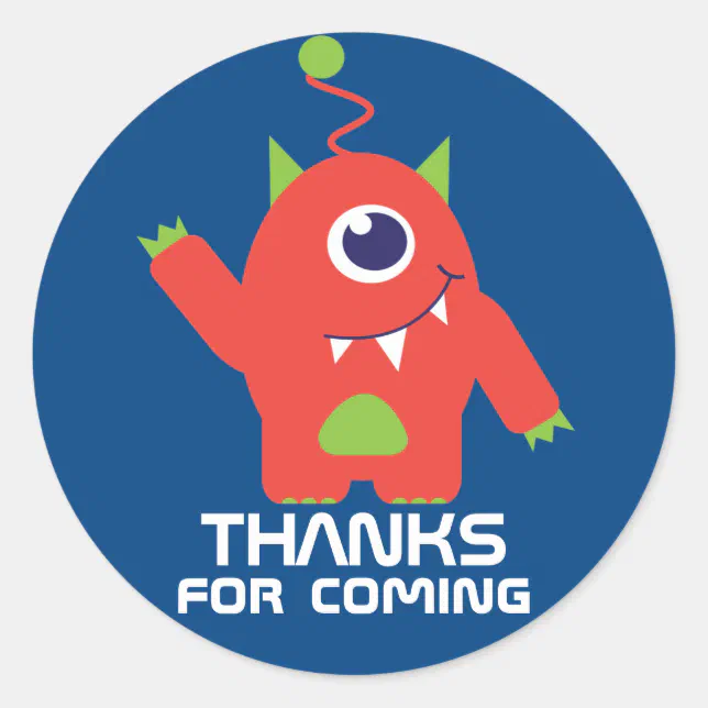 Thanks for coming kids alien birthday stickers | Zazzle
