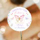Thanks For Fluttering By Butterfly Thank You Classic Round Sticker | Zazzle