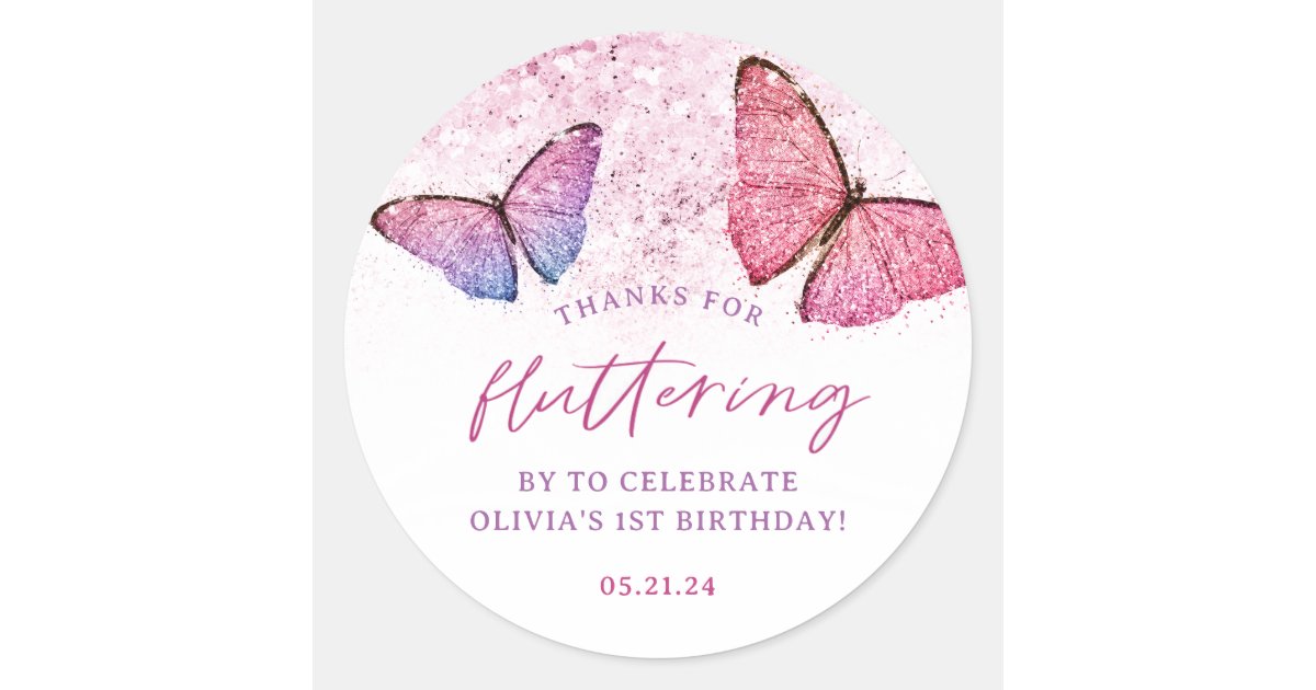 Thanks For Fluttering By Butterfly Thank You Favor Classic Round ...