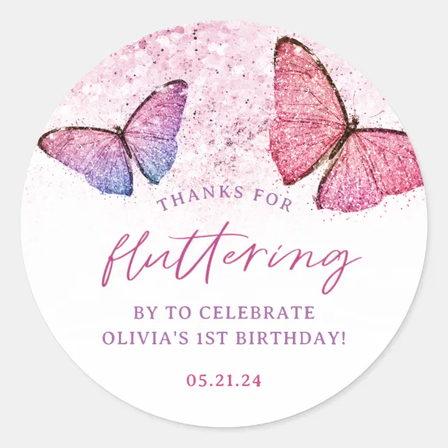 Thanks For Fluttering By Butterfly Thank You Favor Classic Round ...
