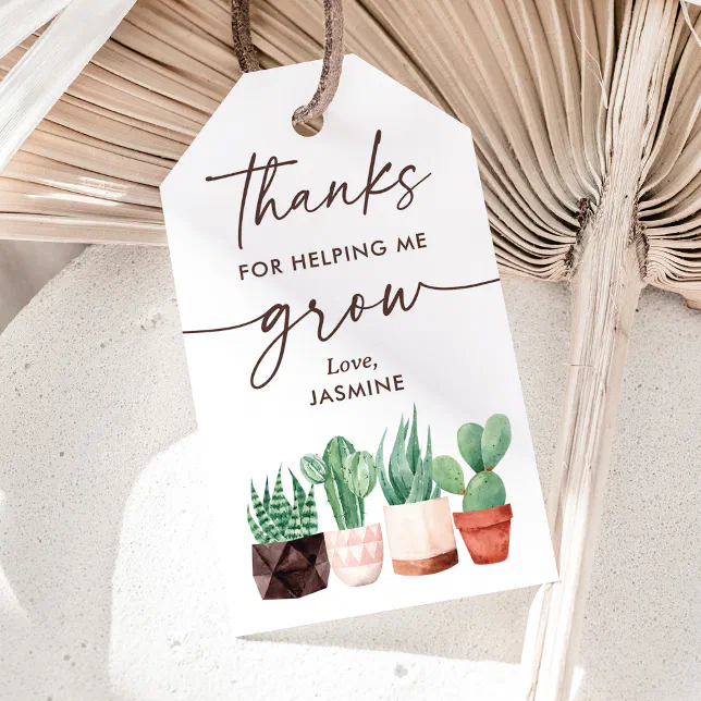 Thanks for Helping Me Grow Teacher Appreciation Gift Tags | Zazzle