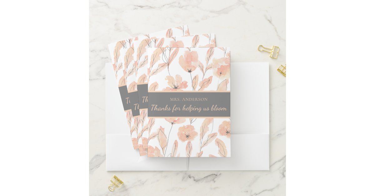 Thanks For Helping Us Bloom Pocket Folder | Zazzle