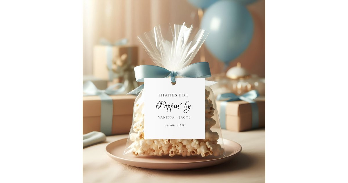 Thanks for poppin by Wedding Favor Favor Tags | Zazzle