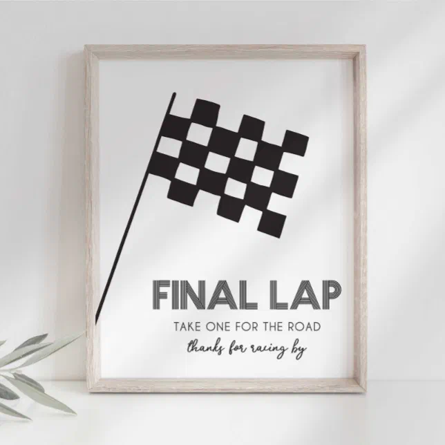 Thanks for Racing By Race Car Party Sign | Zazzle