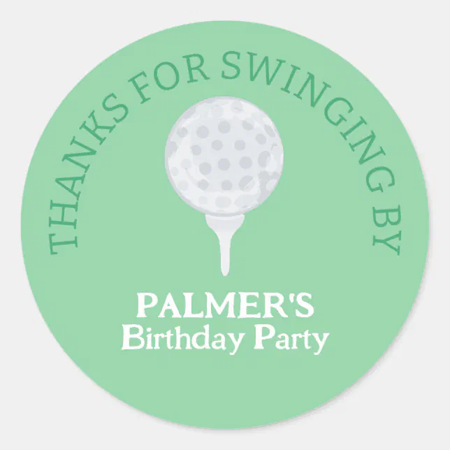 Thanks For Swinging By Golf Party Thank You Classic Round Sticker | Zazzle