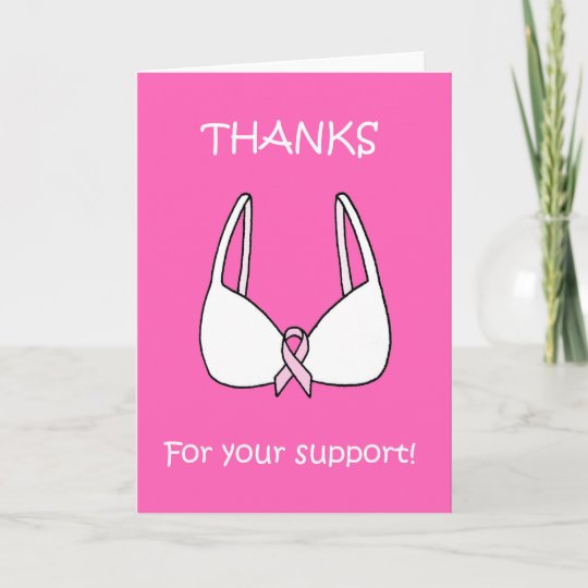 Thanks for Your Support, Pink Ribbon Bra. Thank You Card | Zazzle.com