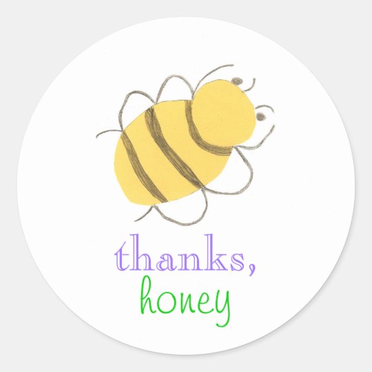 "Thanks honey" bee sticker | Zazzle.com