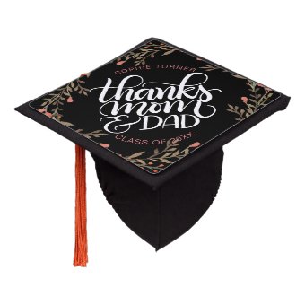 Thanks mom and dad - Fall inspired - Graduation Cap Topper | Zazzle