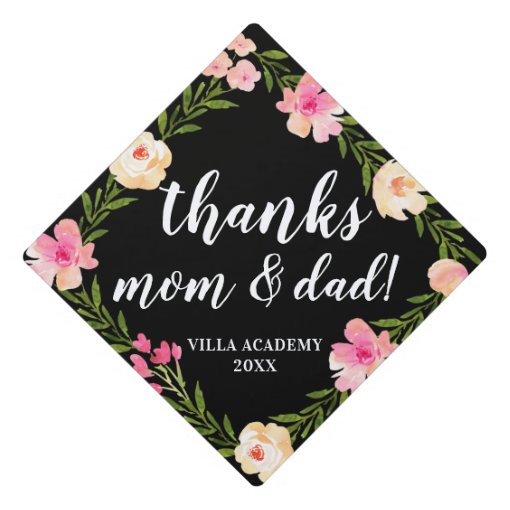 Thanks Mom & Dad | Custom School and Class Year Graduation Cap Topper ...