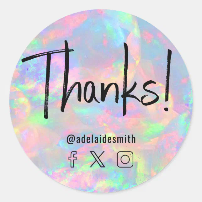 thanks pastel opal classic round sticker | Zazzle